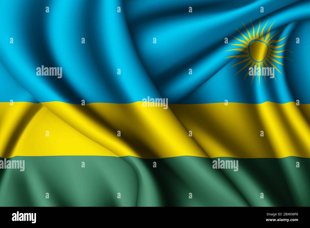 3d rendering waving silk flag of Rwanda Stock Photo - Alamy