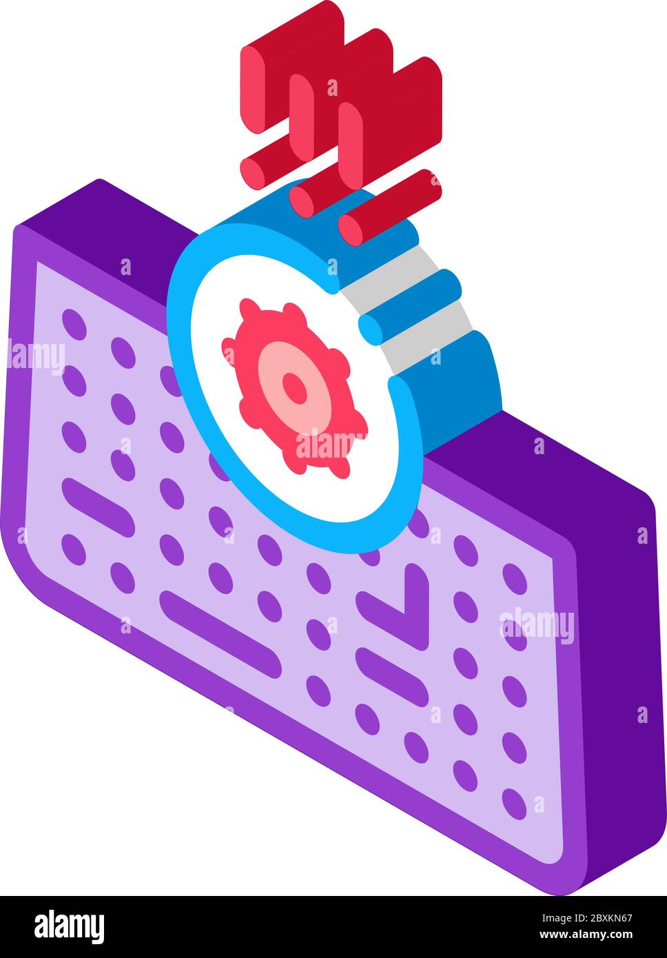 bacteria on computer keyboard isometric icon vector illustration Stock ...