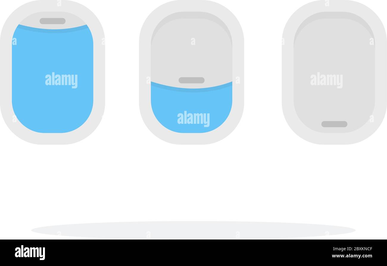 Indoor and outdoor airplane window vector flat material design isolated ...
