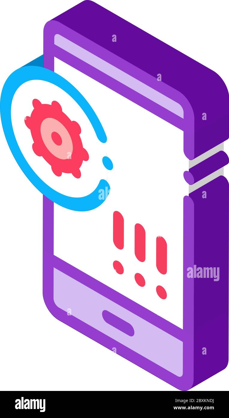 bacteria detection on mobile phone isometric icon vector illustration ...