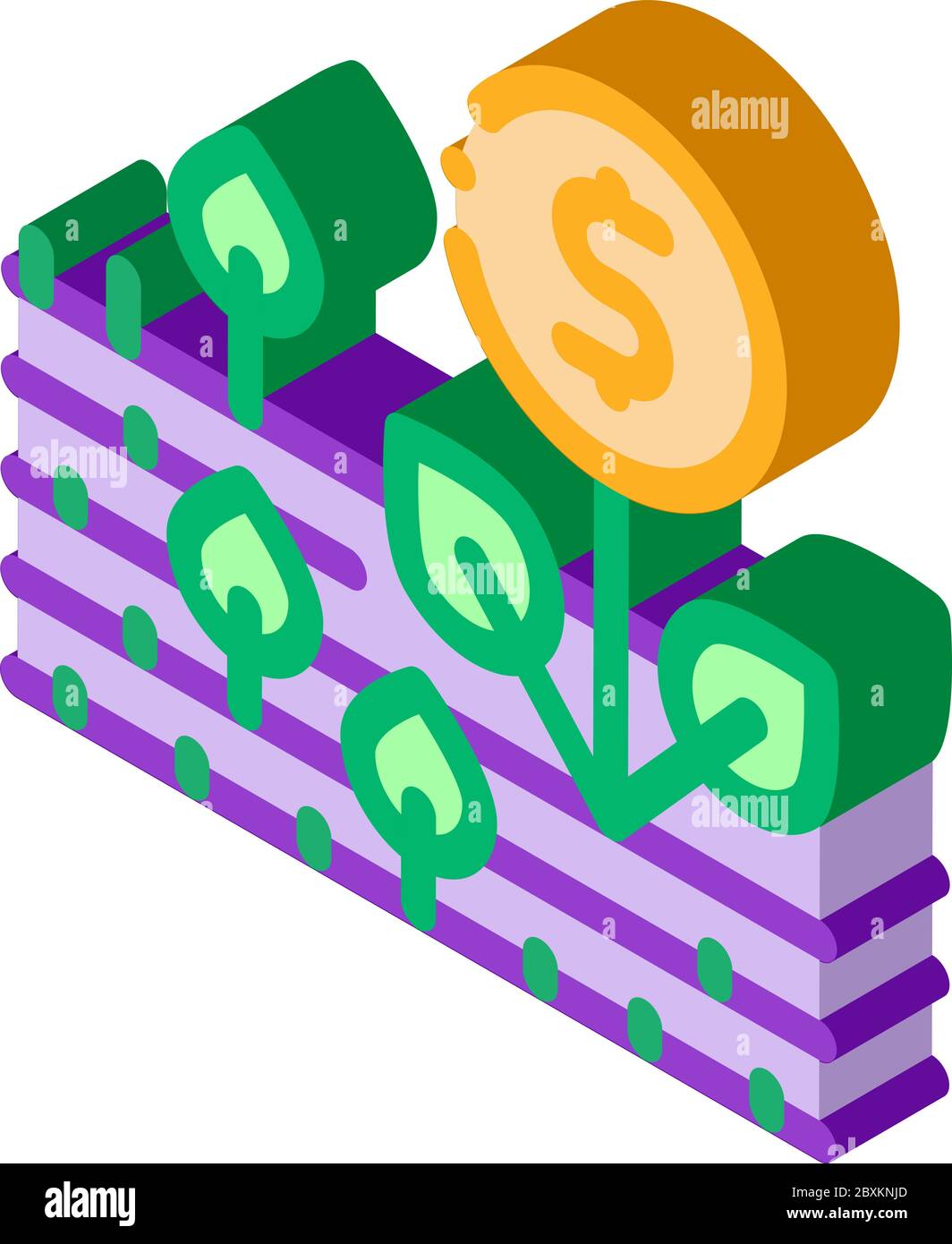 money tree on field isometric icon vector illustration Stock Vector ...