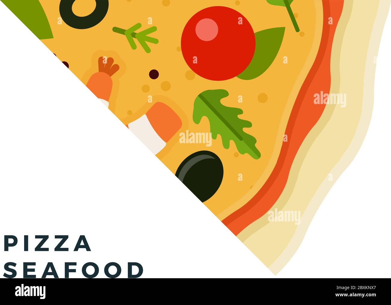 Triangular Seafood Pizza piece flat icon vector isolated Stock Vector ...