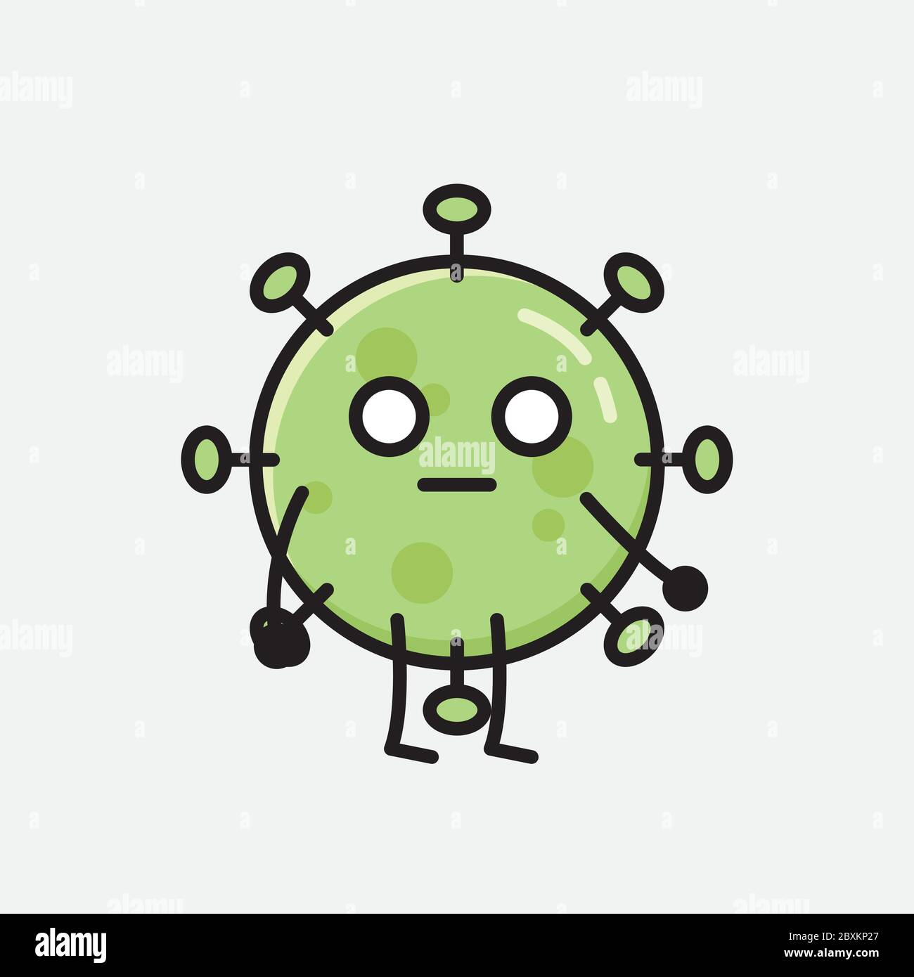 An illustration of Cute Green Virus Mascot Vector Character in Flat ...