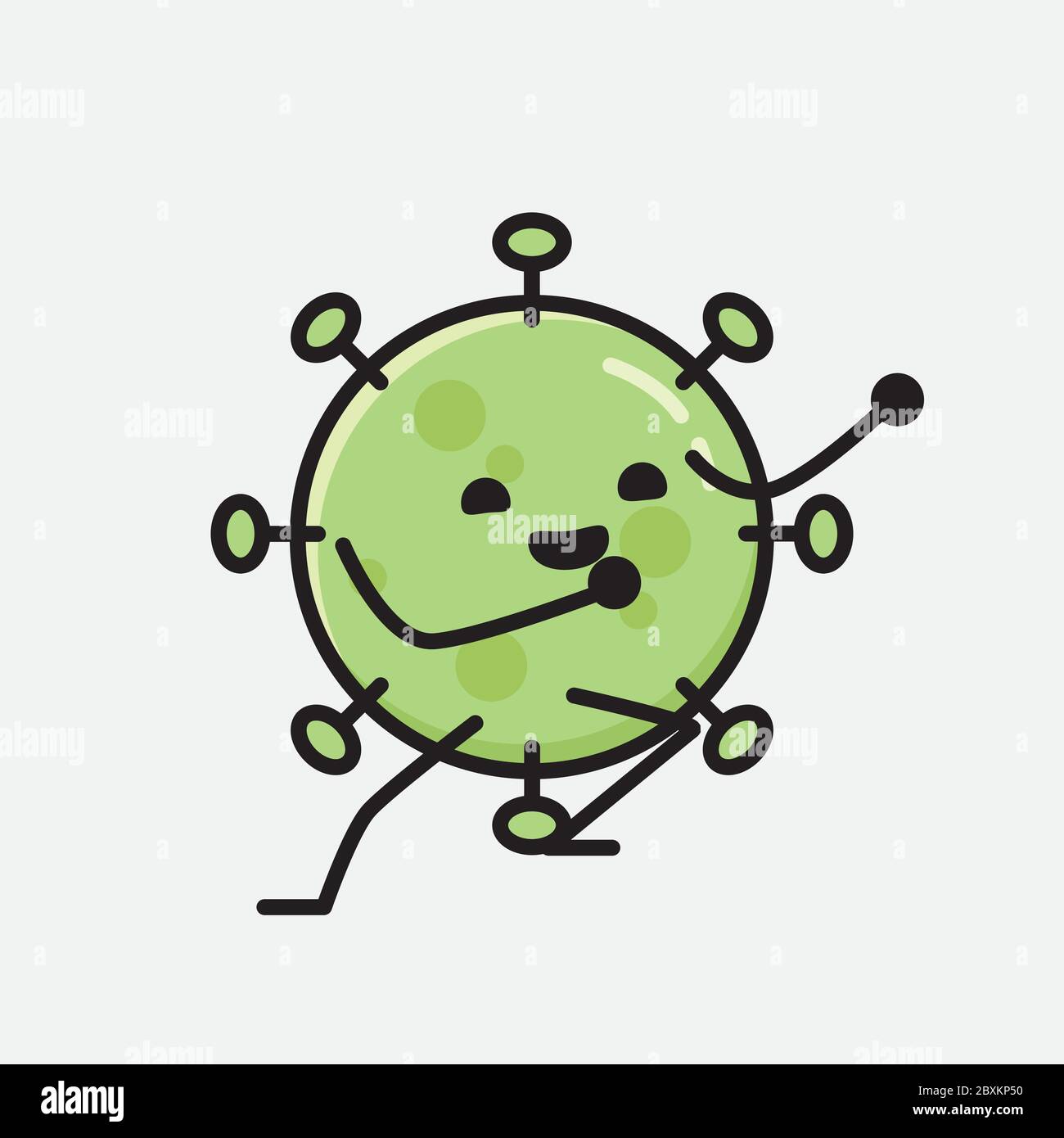 An illustration of Cute Green Virus Mascot Vector Character in Flat ...