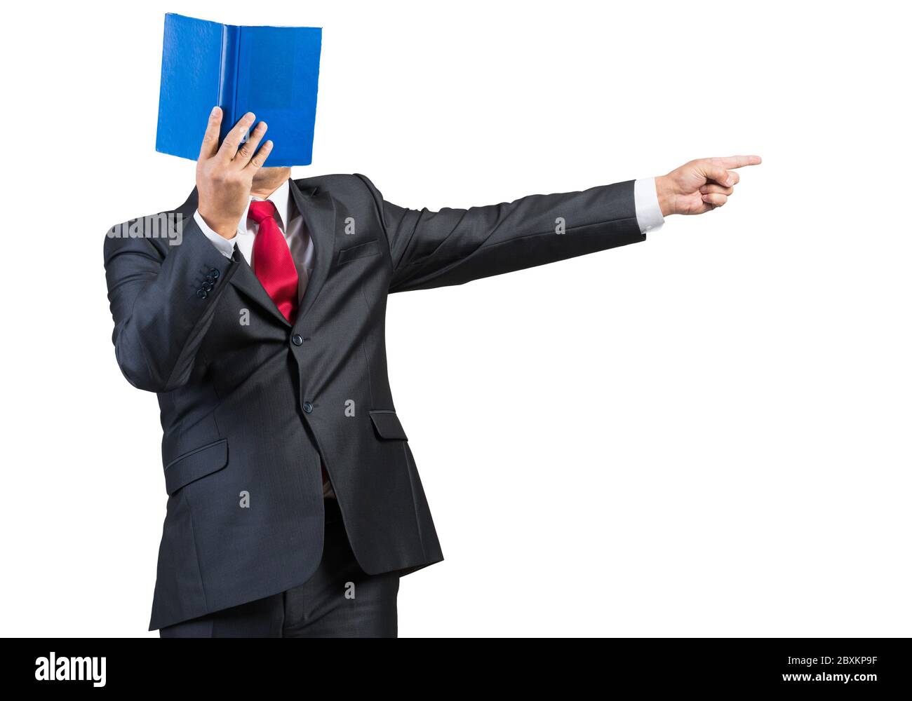 Businessman covered his face with book Stock Photo - Alamy