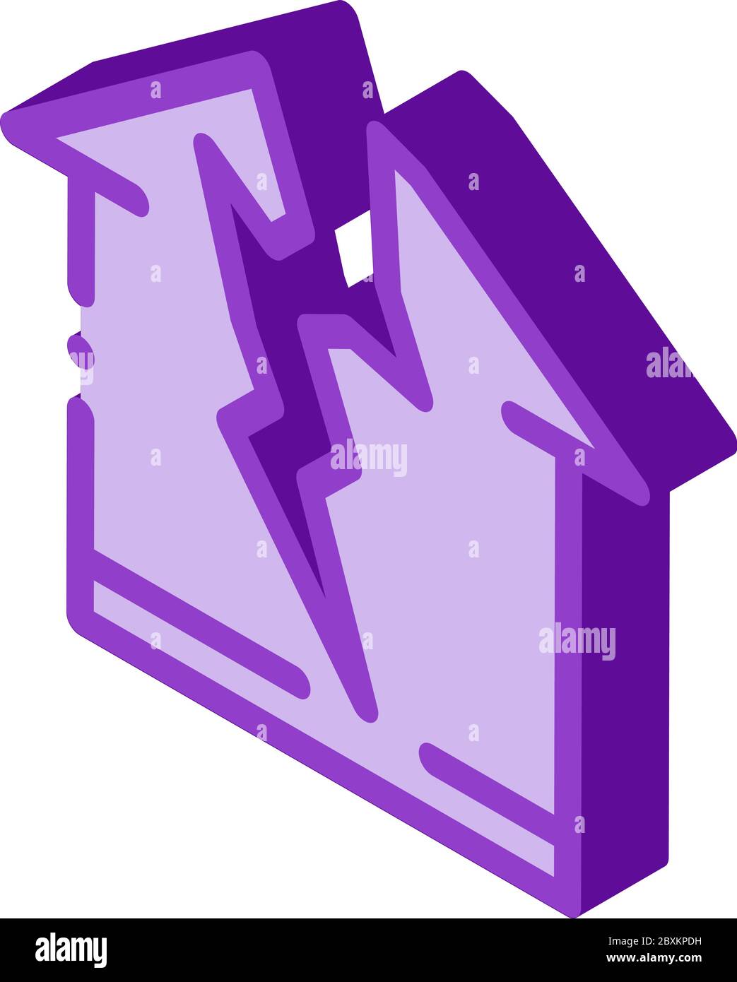 lightning destroyed house isometric icon vector illustration Stock ...