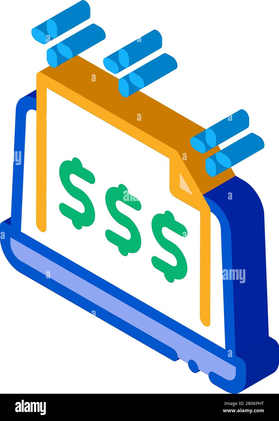cash documents in computer version isometric icon vector illustration ...