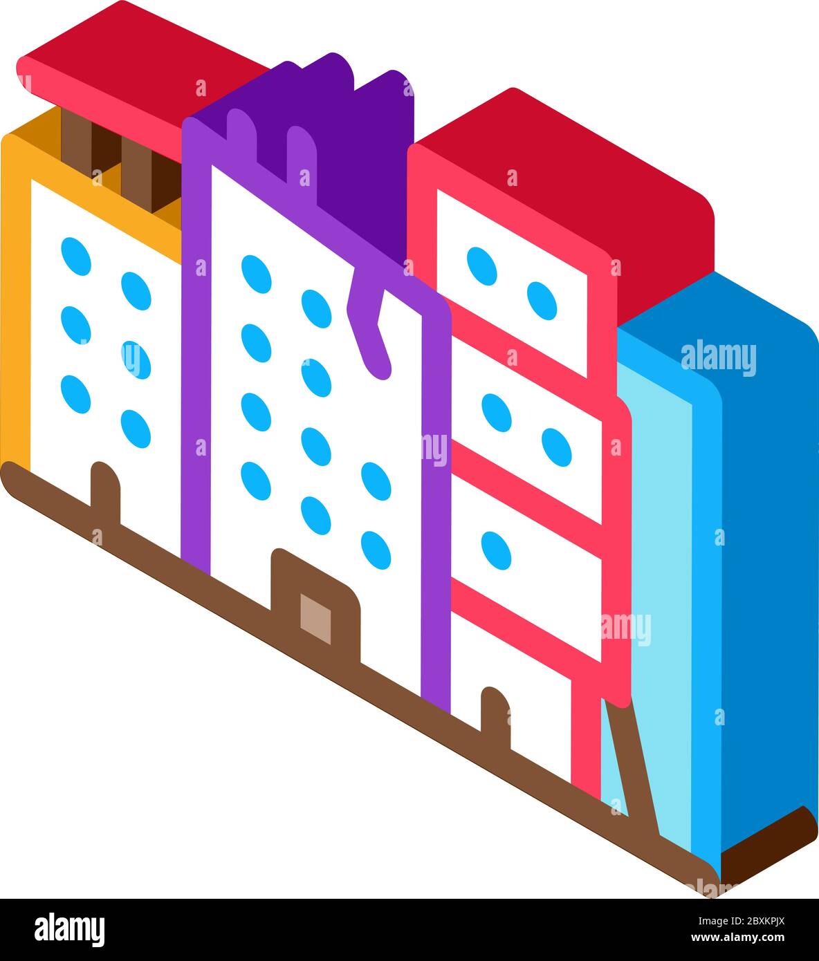 destroyed high-rise buildings isometric icon vector illustration Stock ...