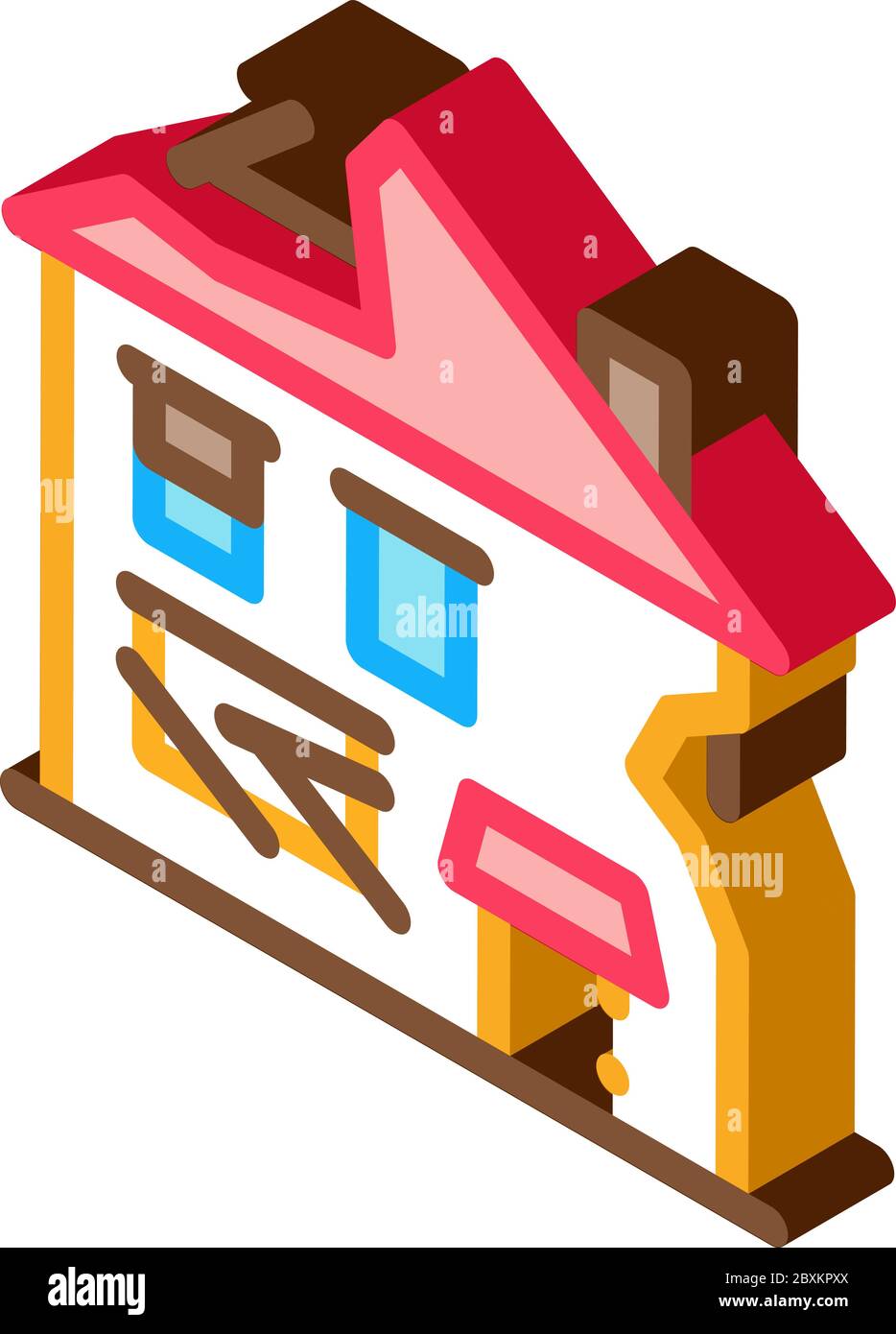 ruined house isometric icon vector illustration Stock Vector Image ...