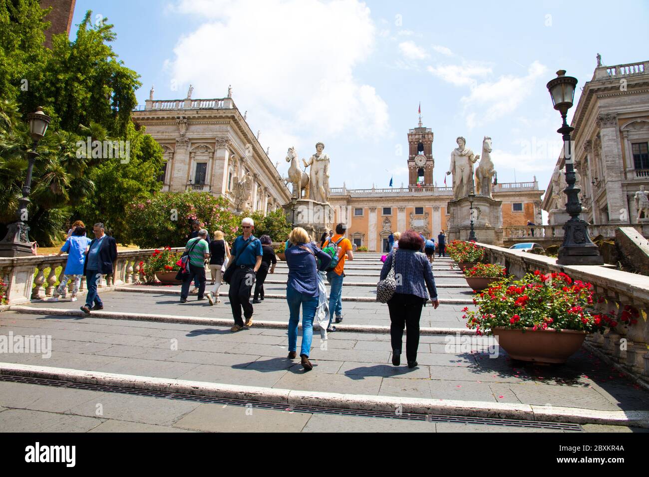 The Cordonata staircase leading to Piazza Campidoglio in Rome Italy ...
