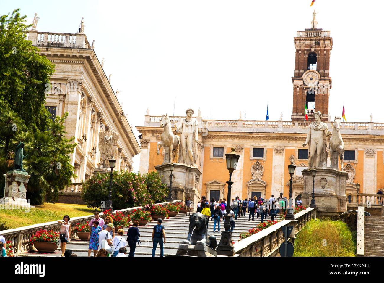 The Cordonata staircase leading to Piazza Campidoglio in Rome Italy ...