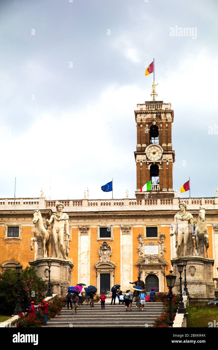The Cordonata staircase leading to Piazza Campidoglio in Rome Italy ...