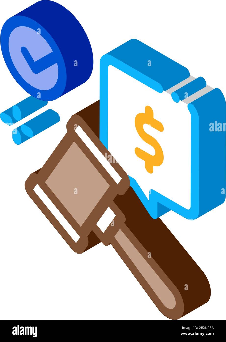 auction hammer hit for sale approval isometric icon vector illustration ...