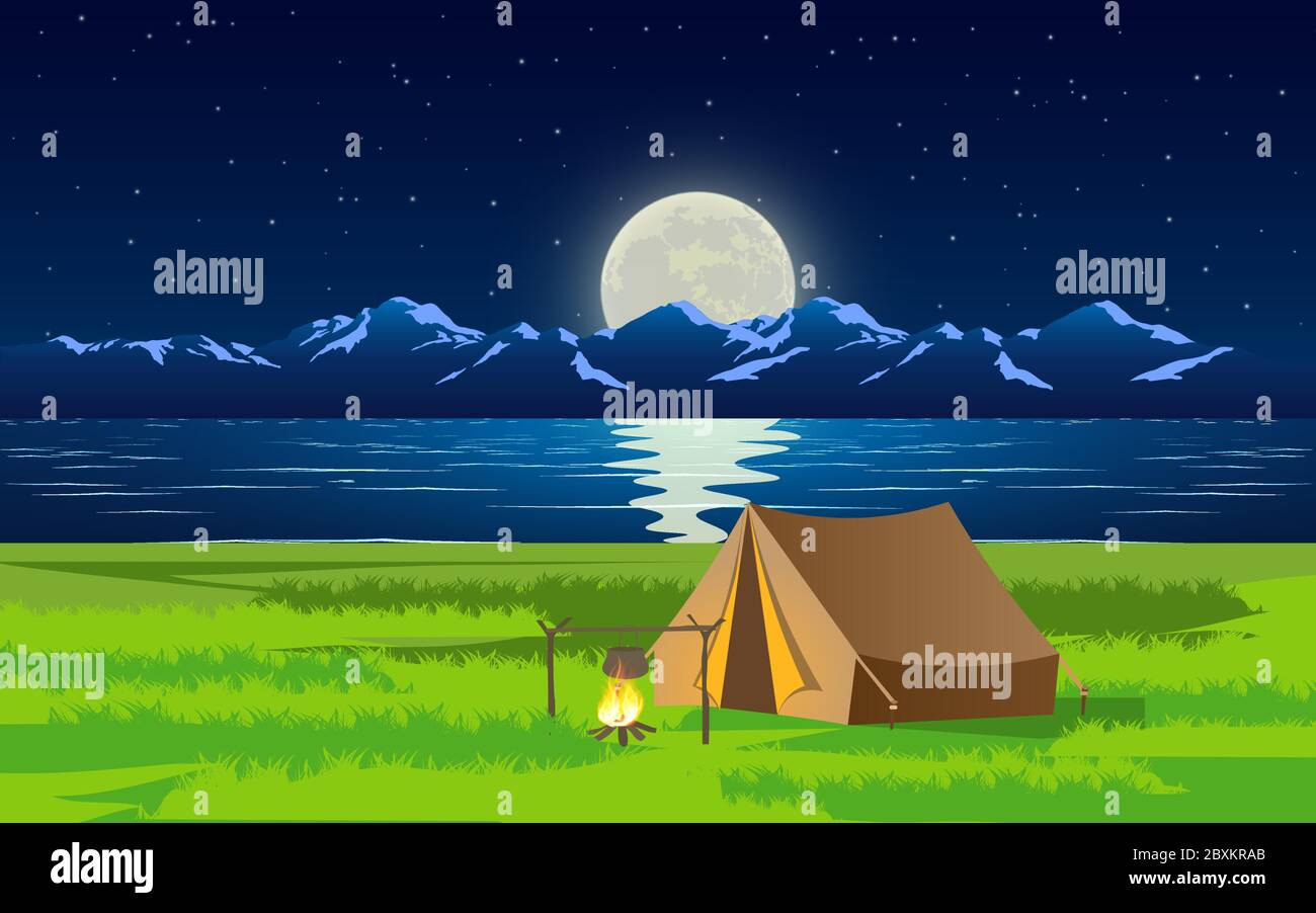 Camp tent friends Stock Vector Images - Alamy