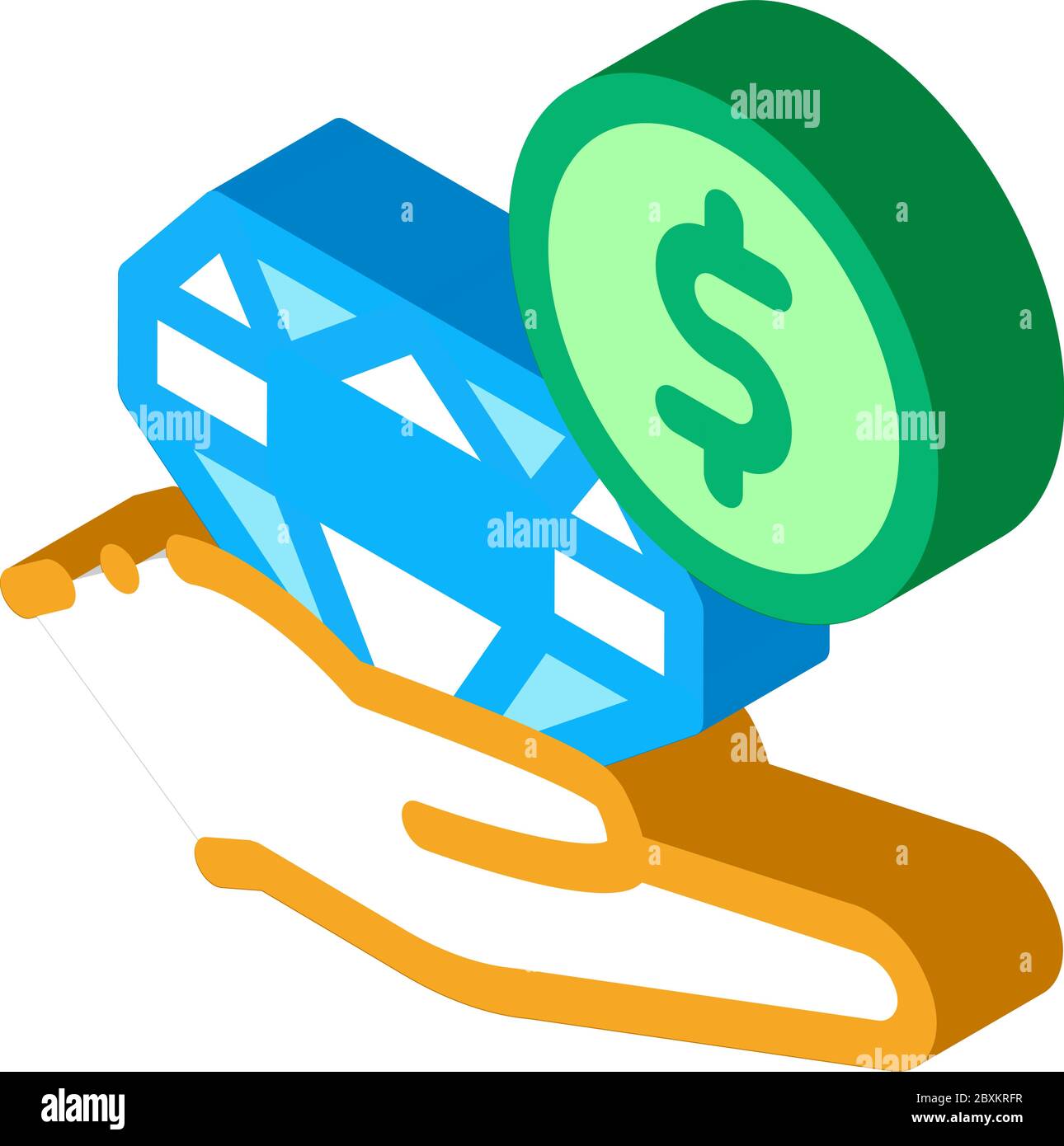 selling diamond for money isometric icon vector illustration Stock ...