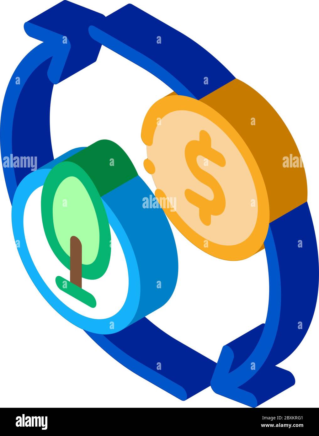 cycle of trees and money isometric icon vector illustration Stock ...