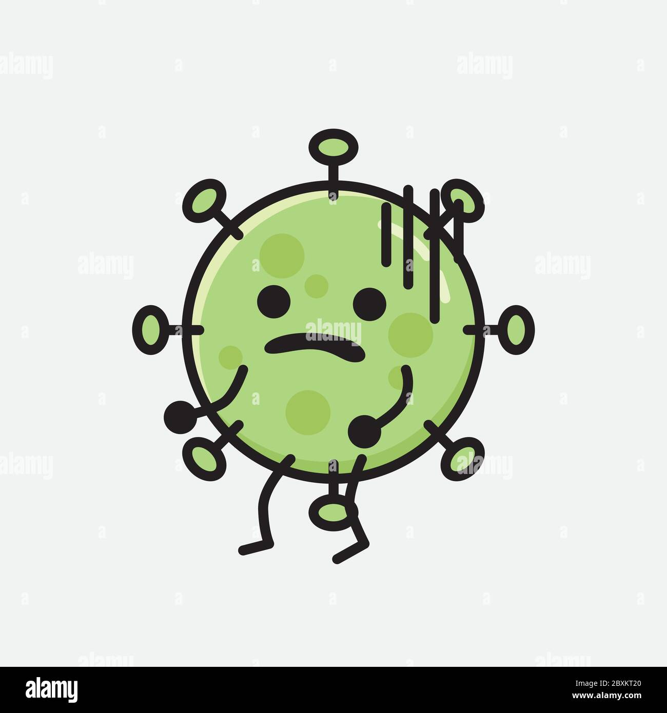 An illustration of Cute Green Virus Mascot Vector Character in Flat ...