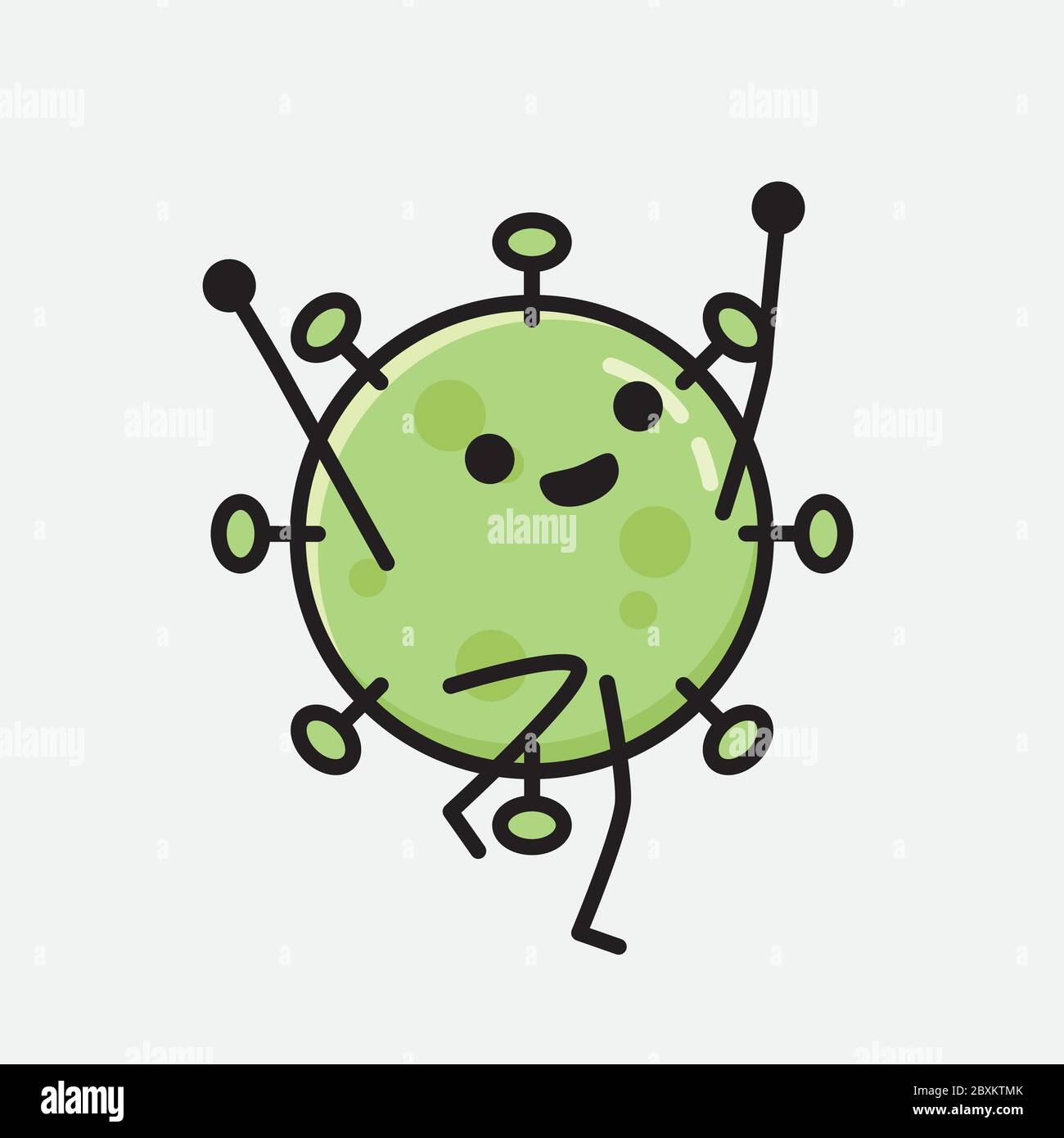 An illustration of Cute Green Virus Mascot Vector Character in Flat ...