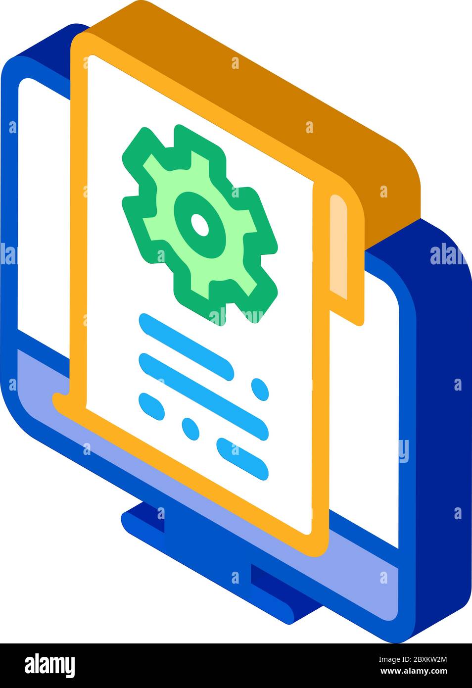 settings documents in computer isometric icon vector illustration Stock ...