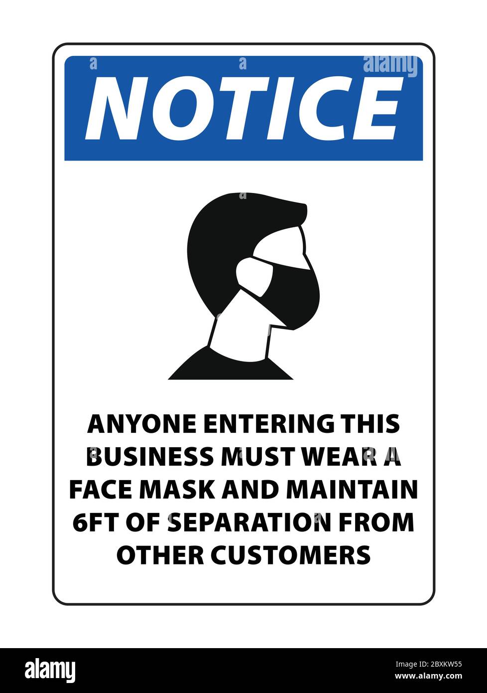 Notice face masks required sign vector face covering sign, Do not enter ...