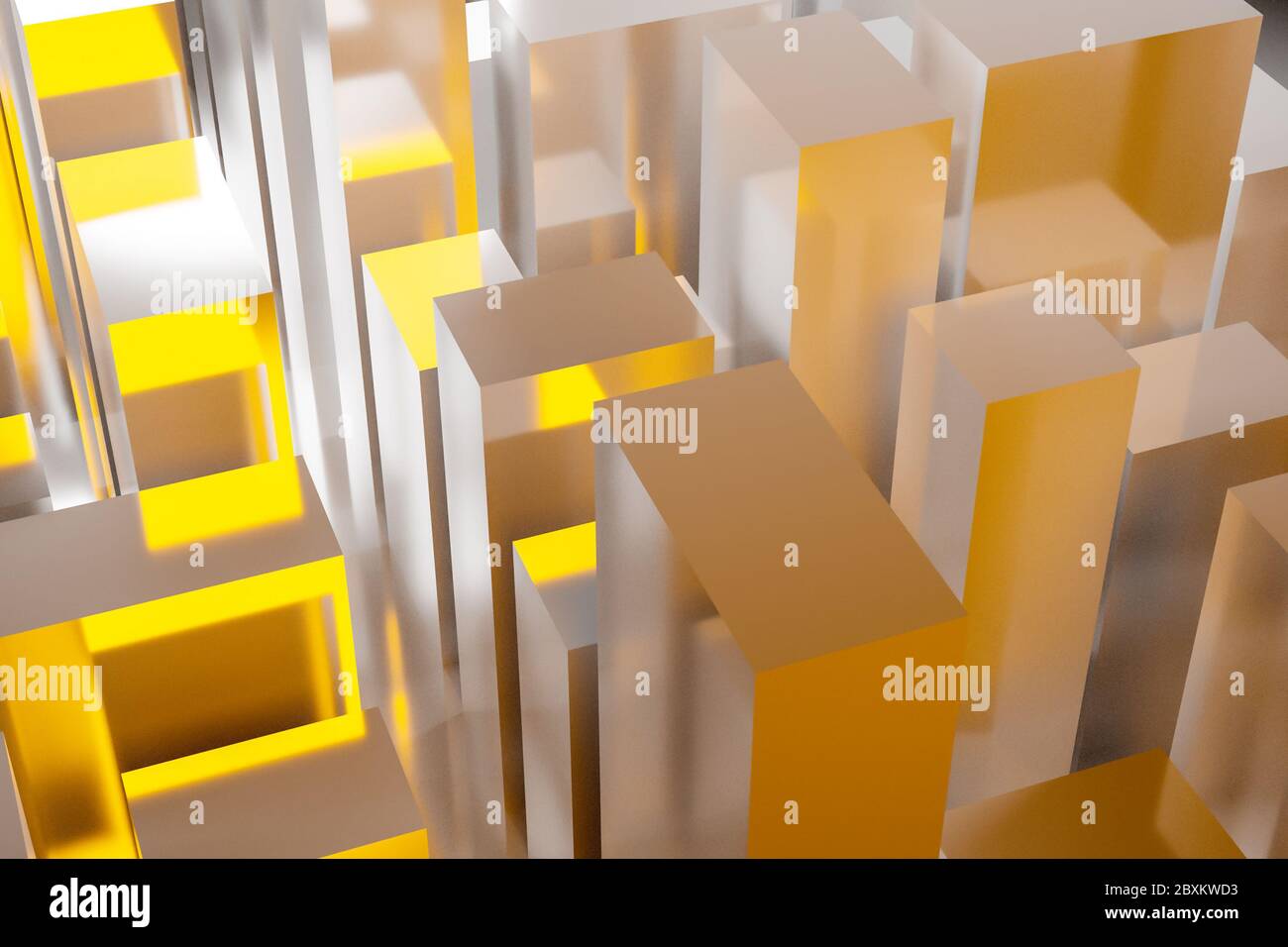 Downtown business district skyscrapers. Square shapes composition ...