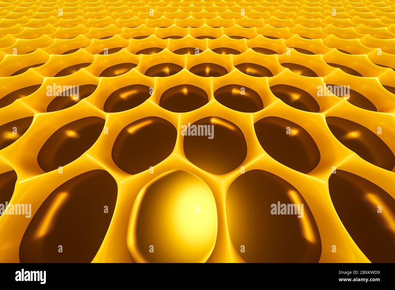 3d illustration of a yellow honeycomb monochrome honeycomb for honey ...