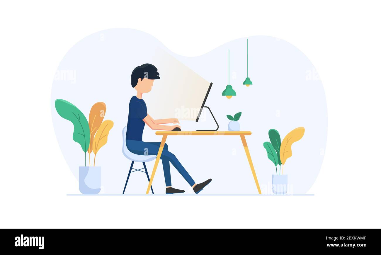 Cartoon desk office work place hi-res stock photography and images - Alamy