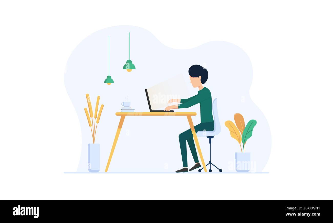 Cartoon desk office work place hi-res stock photography and images - Alamy