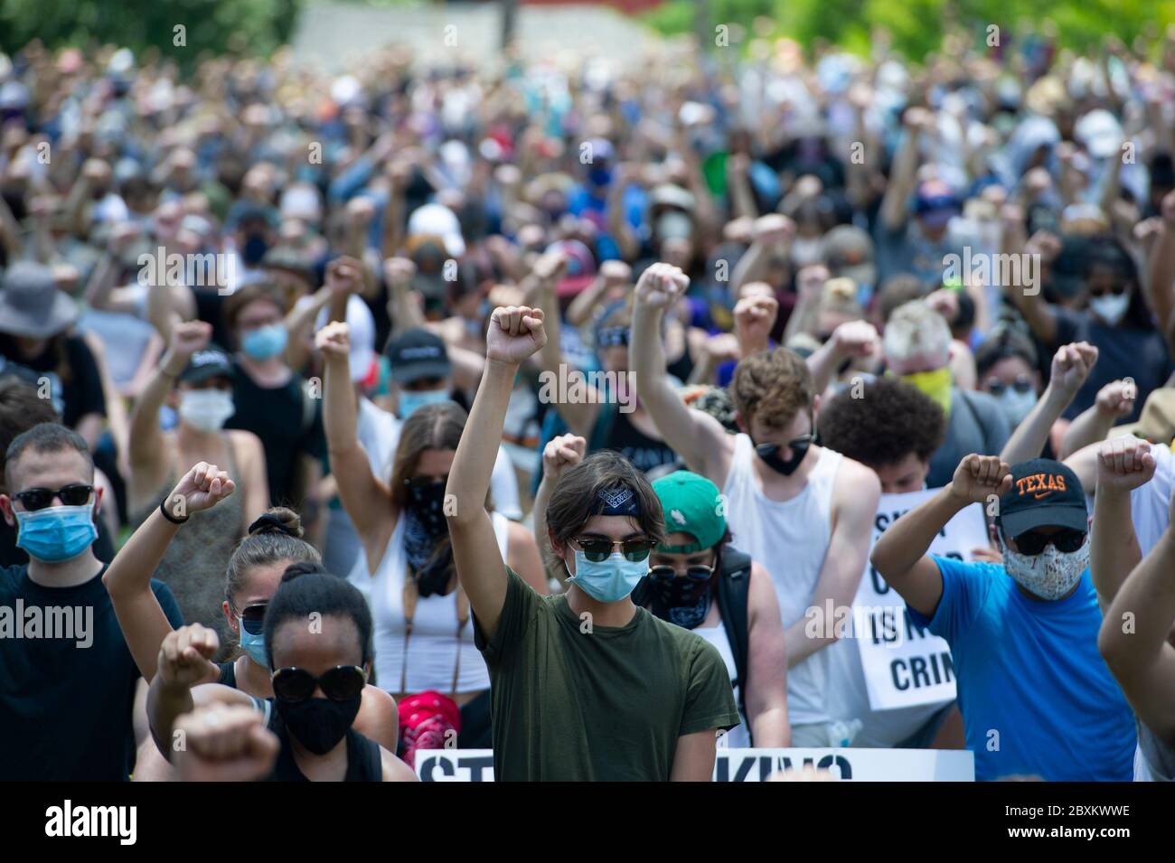 Houston Tillotson University. 07th June, 2020. Protesters attend the ...