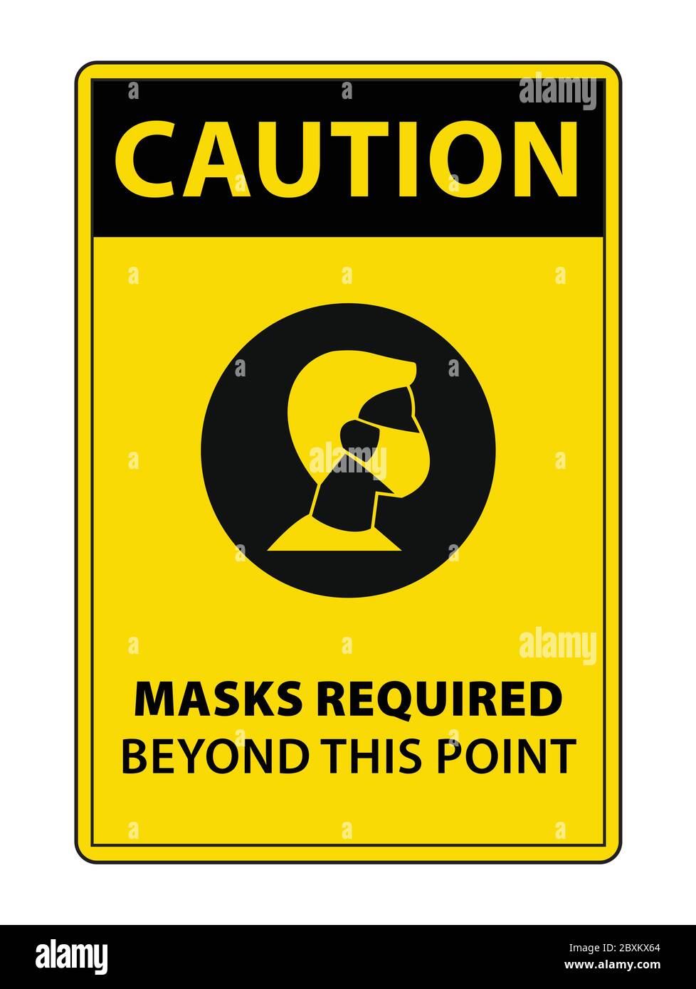 caution face masks required sign vector face covering sign Stock Vector ...