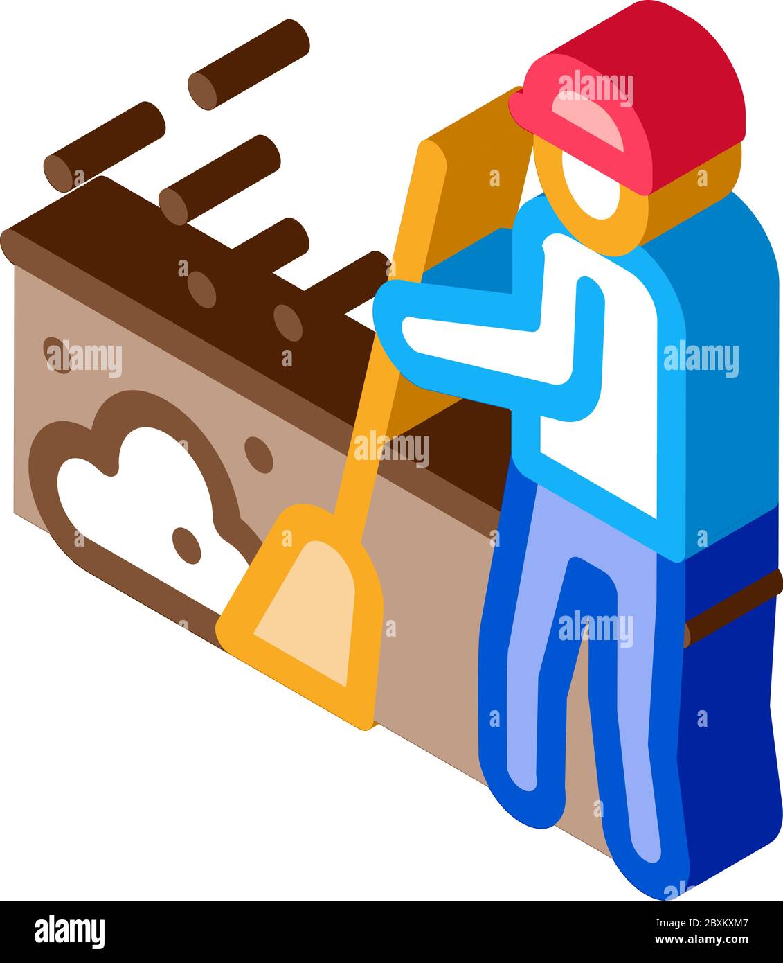 janitor sweep isometric icon vector illustration Stock Vector Image ...