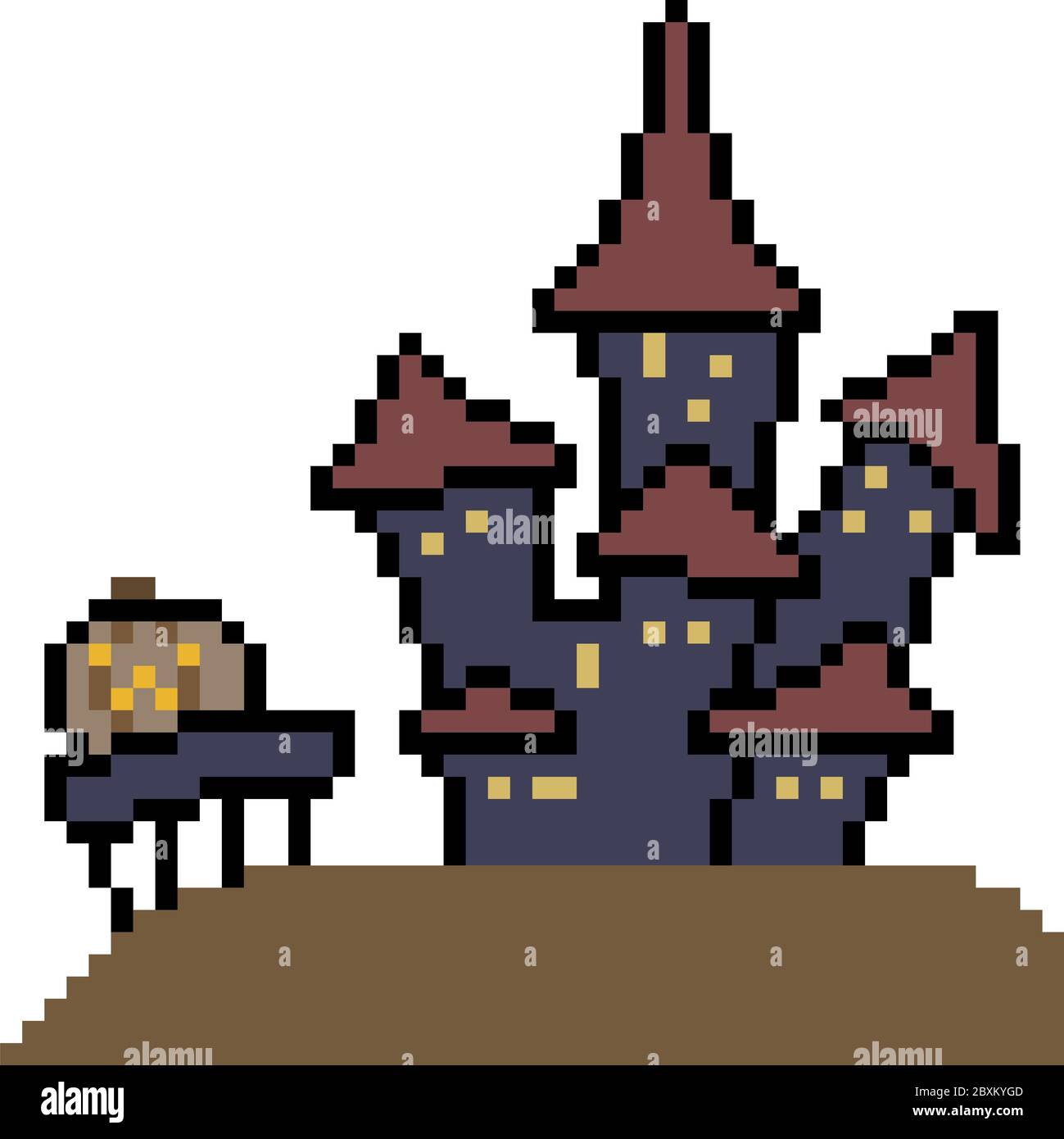 vector pixel art halloween castle isolated Stock Vector Image & Art - Alamy