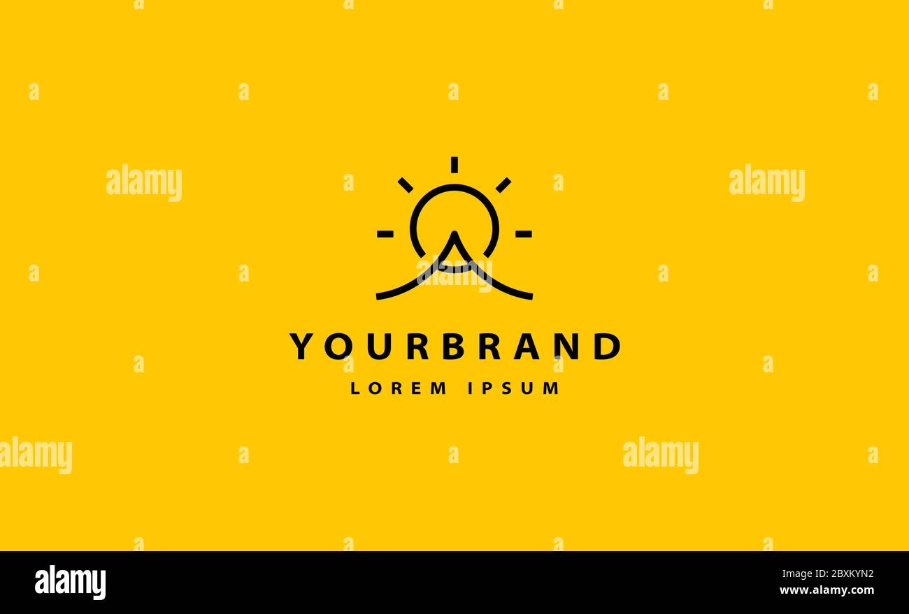 Mountain Sun Logo Monoline Simple Vector Design Stock Vector Image ...