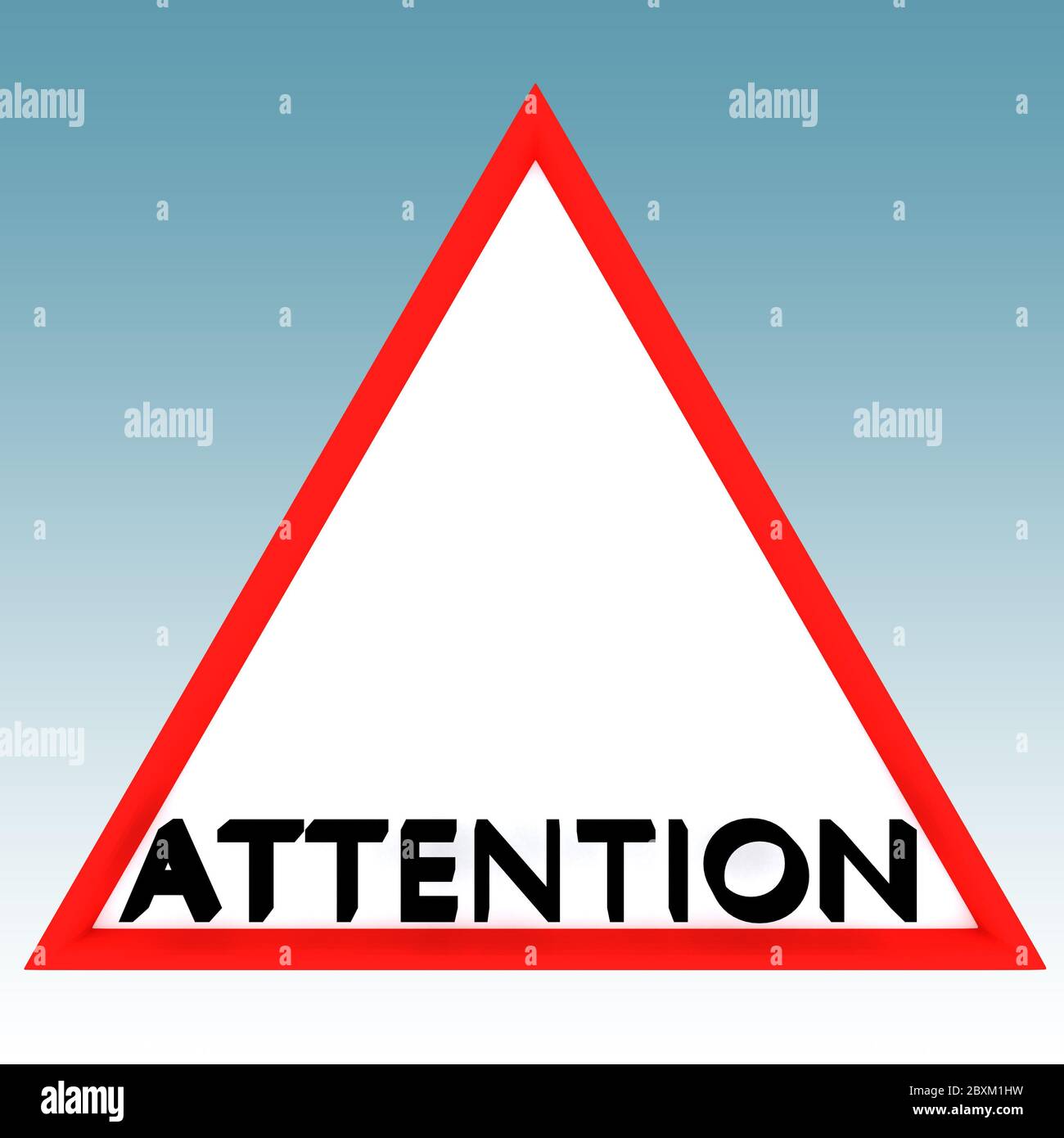3D illustration of ATTENTION script on road sign silhoulette, isolated ...