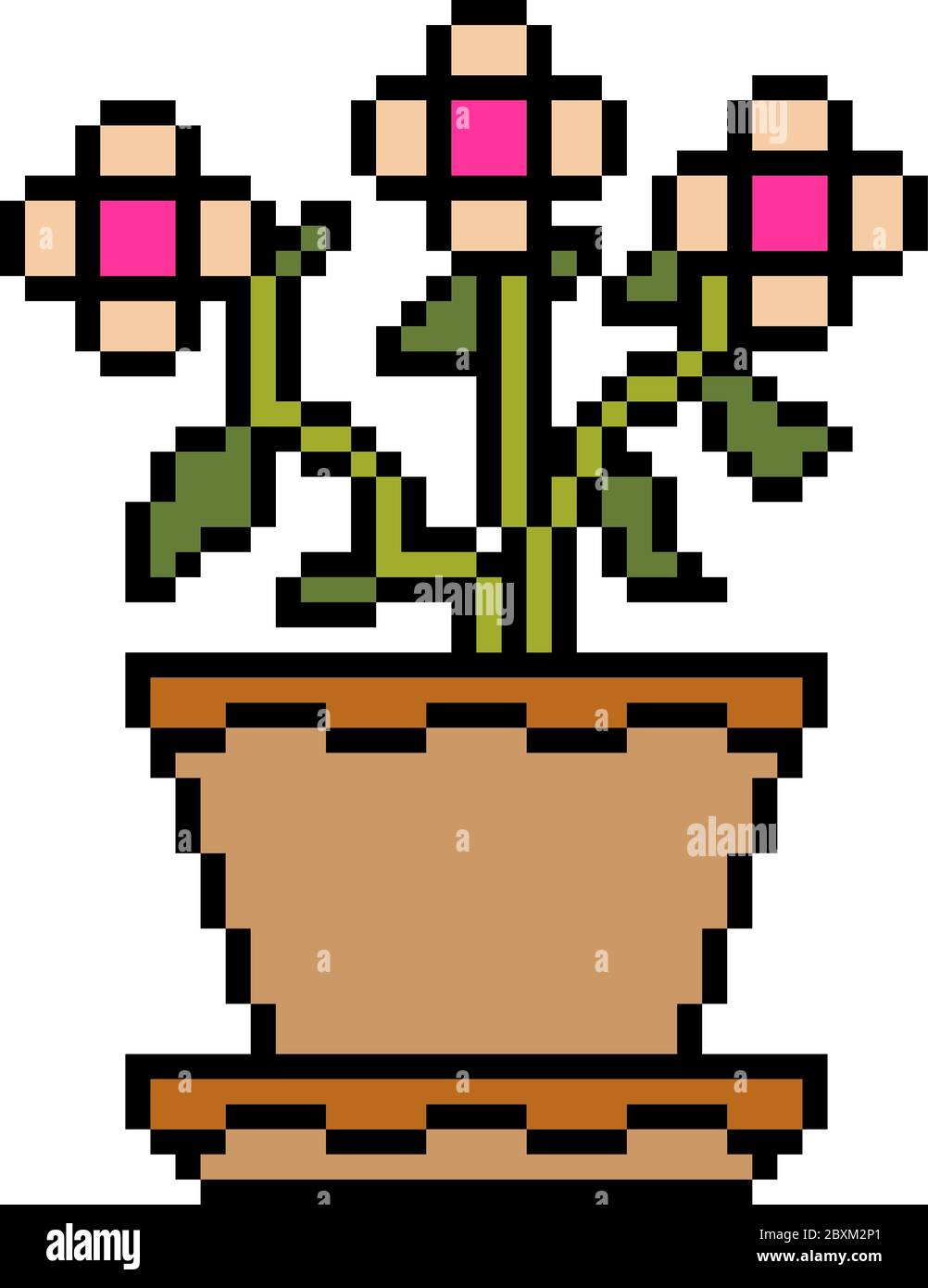 Vector Pixel Art Flower Pot Isolated Stock Vector Image And Art Alamy