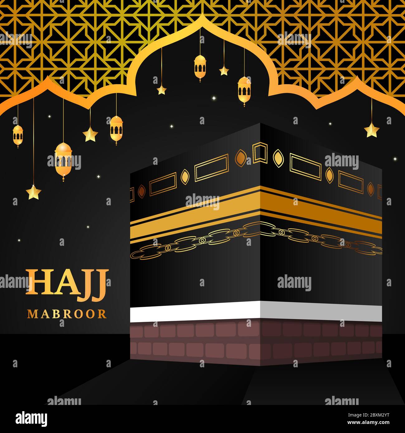 Kaaba vector for hajj mabroor in Mecca Saudi Arabia. Pilgrimage steps ...