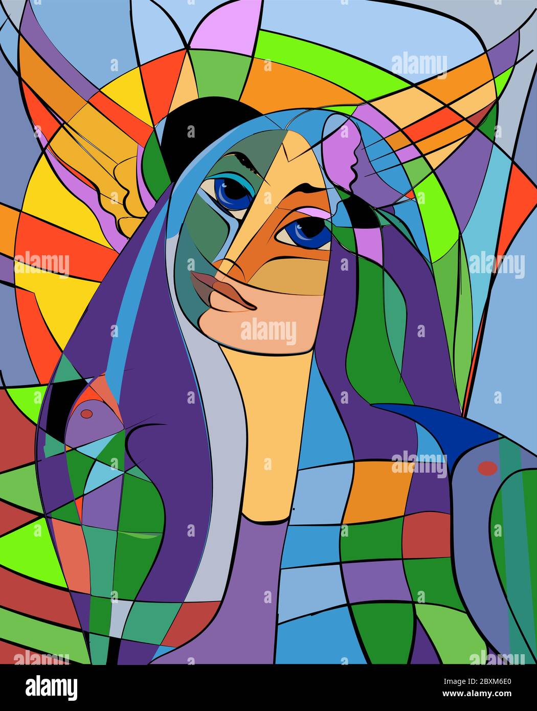 Colorful abstract background, cubism art style, Our Lady of Graces ...
