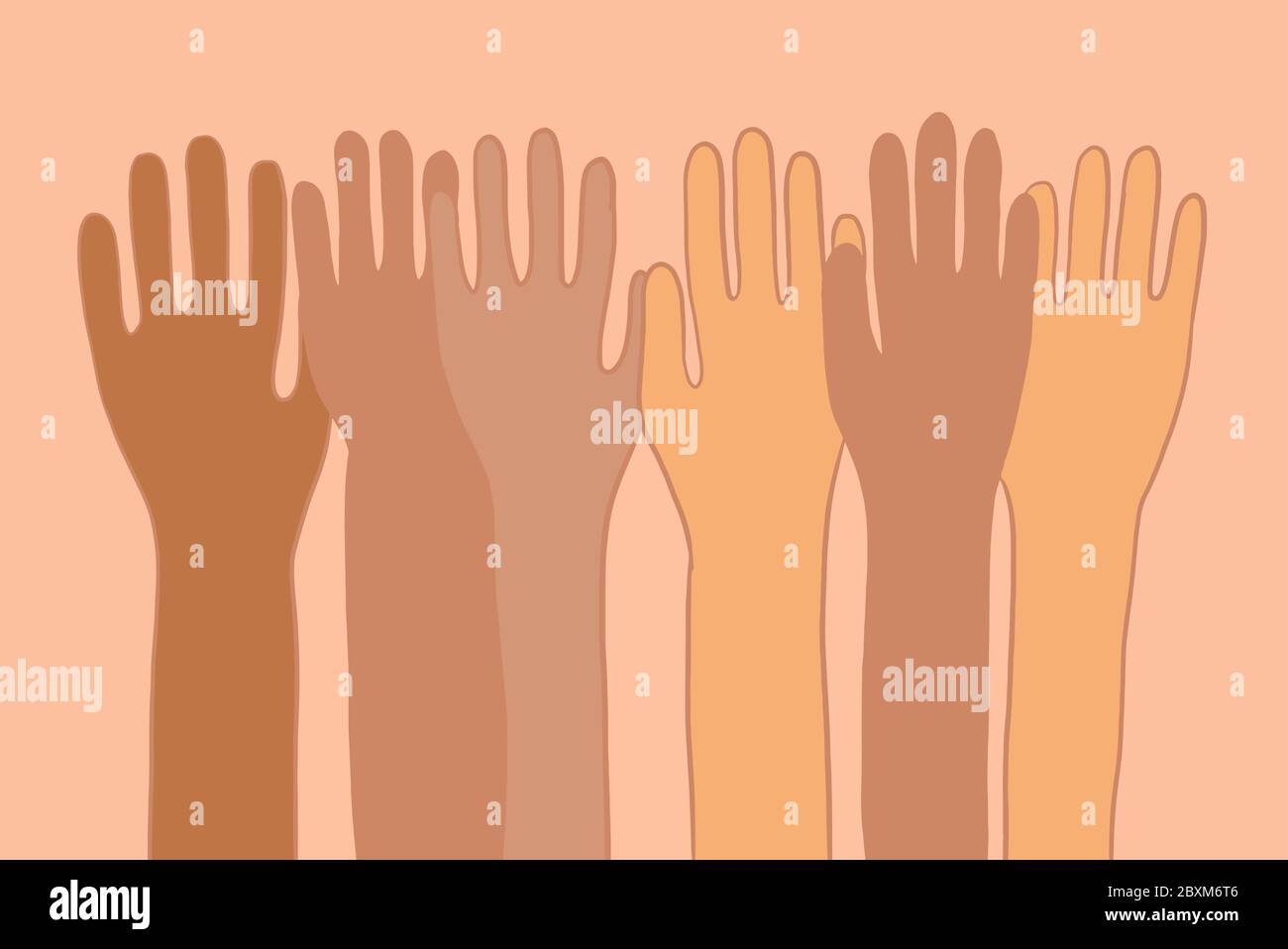 Hands with different skin color on the background. Concept of ...