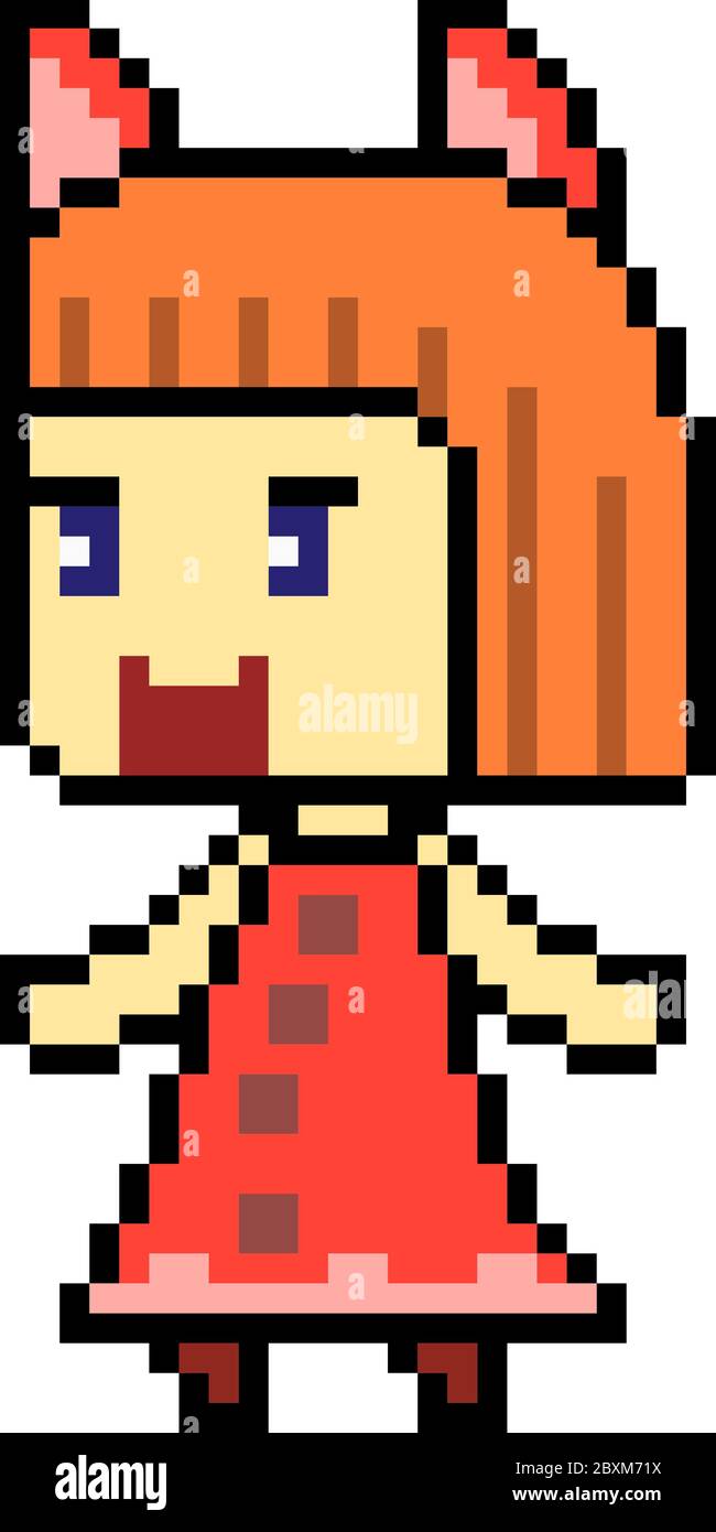 Pixel art girl Cut Out Stock Images & Pictures - Alamy