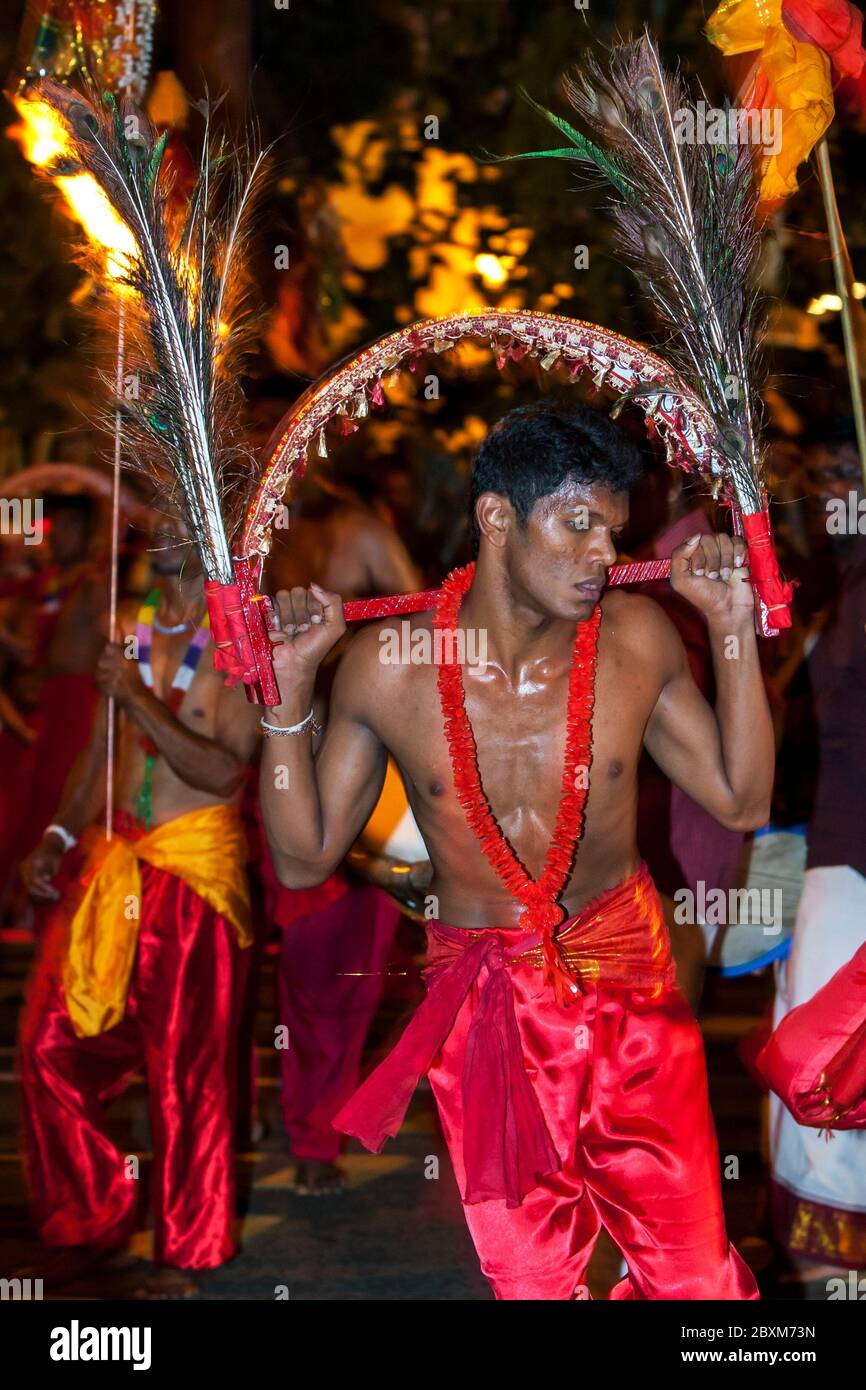 A Hindu Kavadi Dancer performs through the streets of Kandy in Sri ...