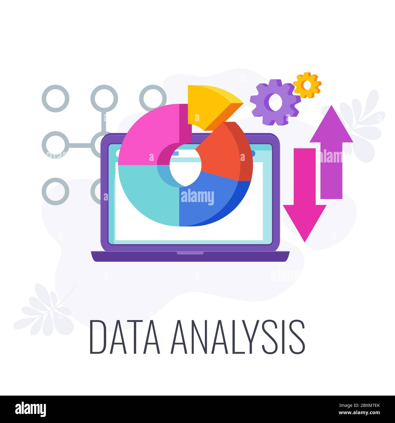 Data analysis icon. Chart and arrows on laptop screen Stock Vector ...