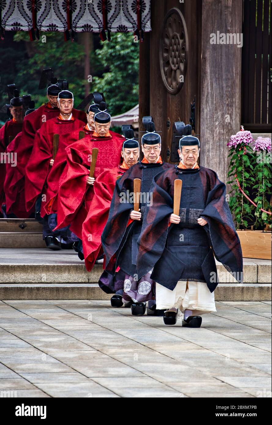 Kannushi, shinto priests parade in Meiji Jingu, Harajuku, Tokyo, Japan ...