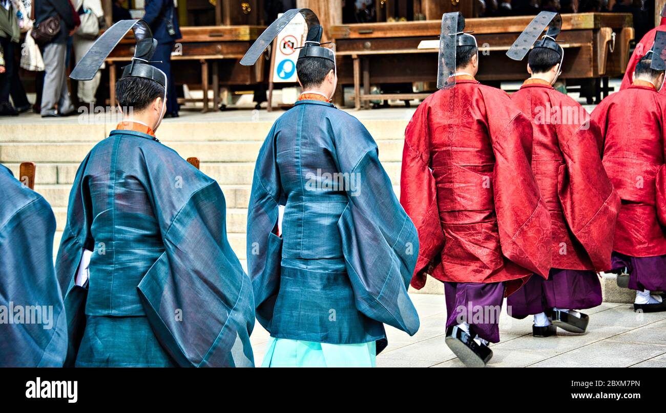 Kannushi, shinto priests parade in Meiji Jingu, Harajuku, Tokyo, Japan ...