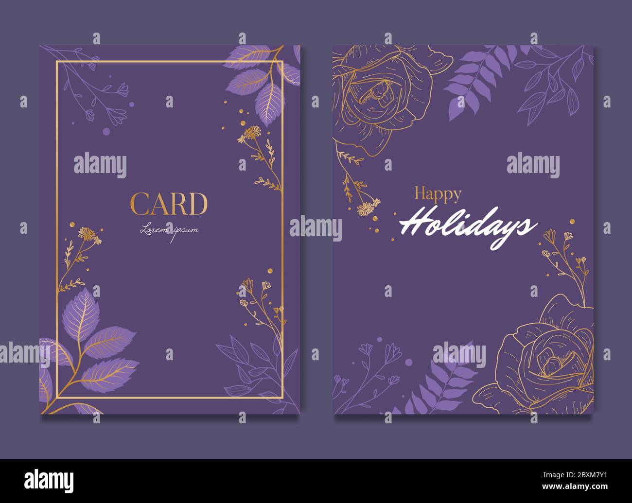 Simple Dark Purple Floral Celebration Wedding Card Invitation Stock ...