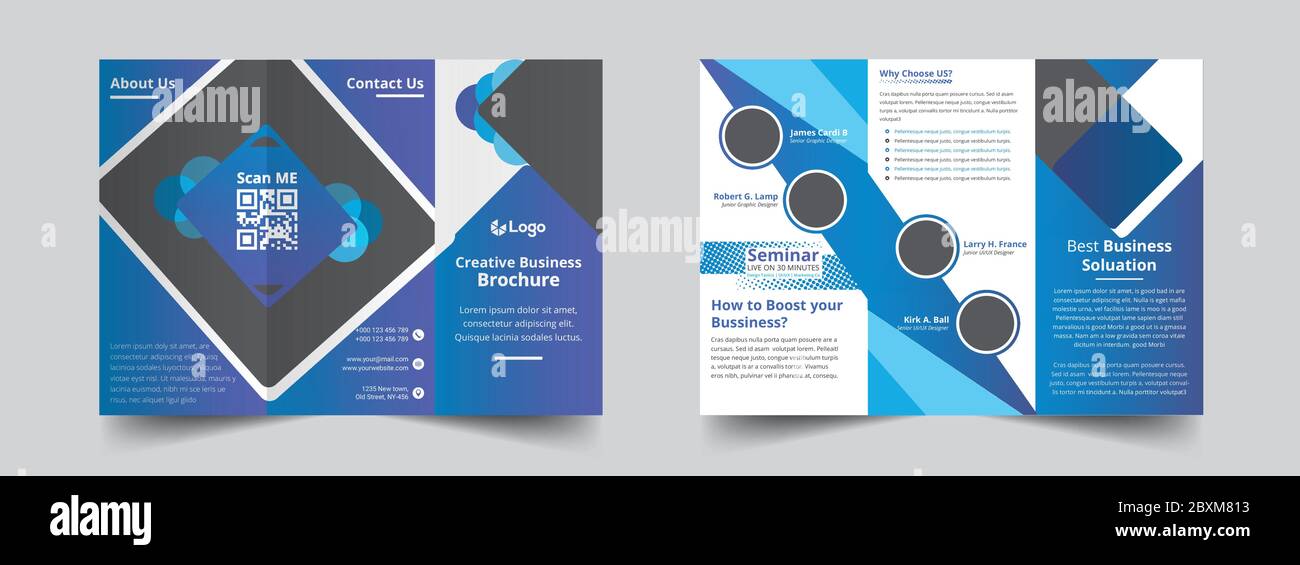 Creative Blue Trifold Brochure Template Design Stock Vector Image & Art ...