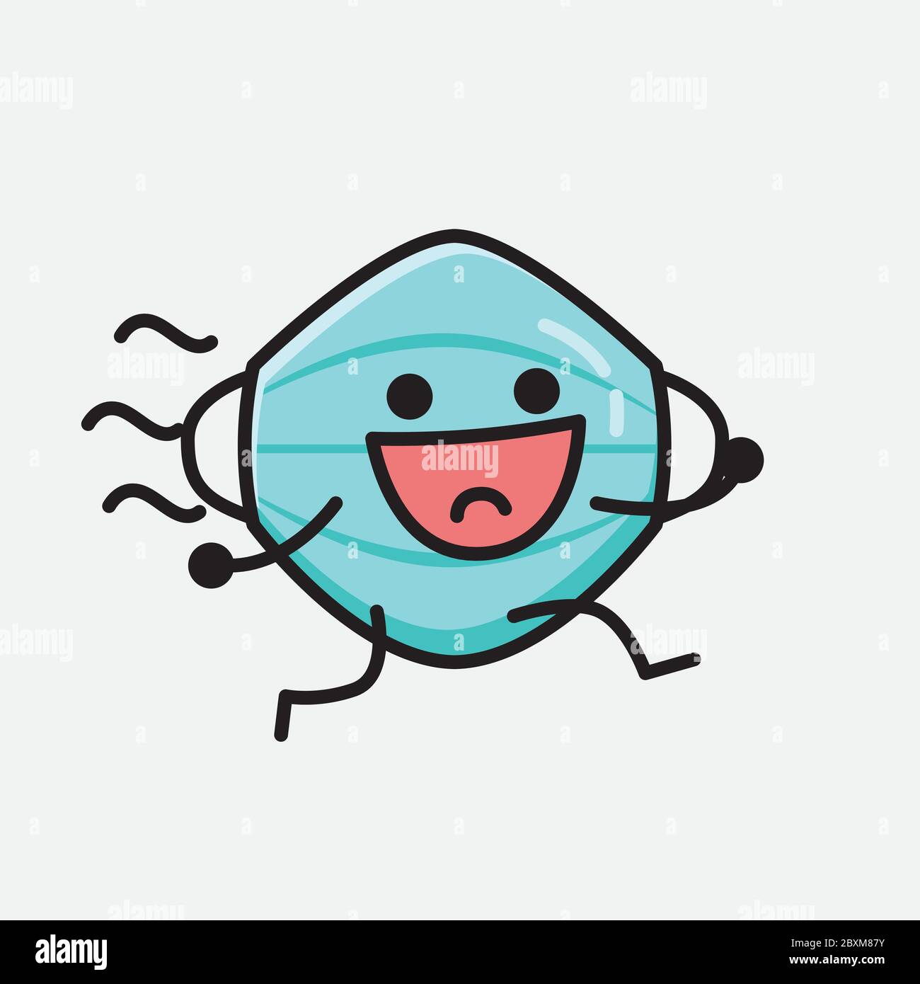 Illustration of Cute Health Mask Mascot Vector Character in Flat Design ...