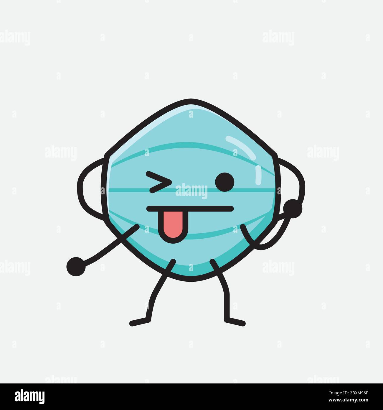 Illustration of Cute Health Mask Mascot Vector Character in Flat Design ...