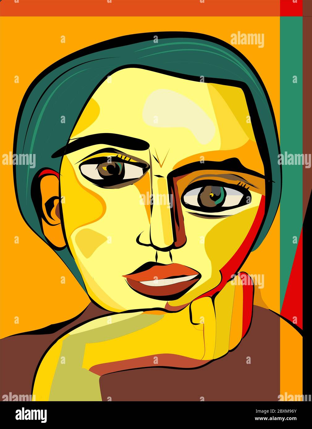 Colorful abstract background ,cubism art style,thoughtful boy Stock ...