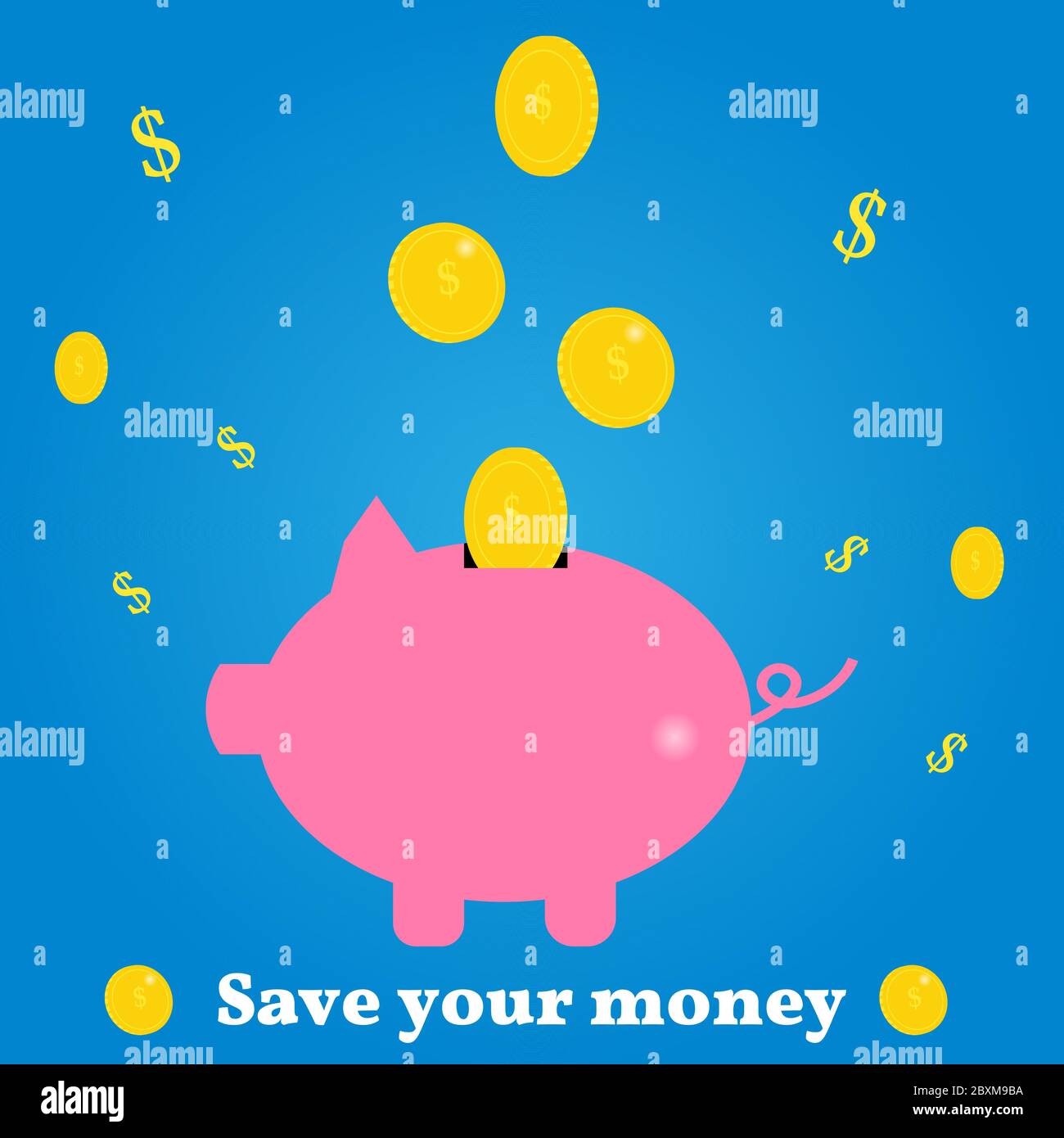 Pig piggy bank and gold coins. Saving money Stock Vector Image & Art ...