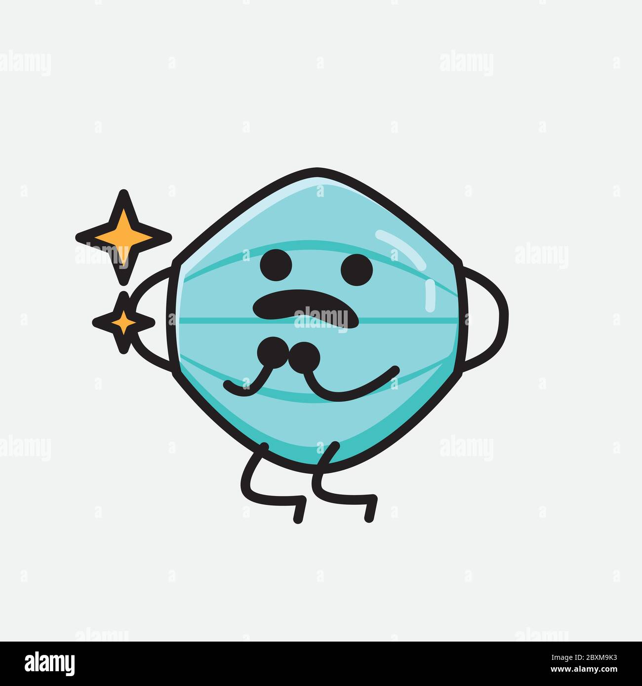 Illustration of Cute Health Mask Mascot Vector Character in Flat Design ...
